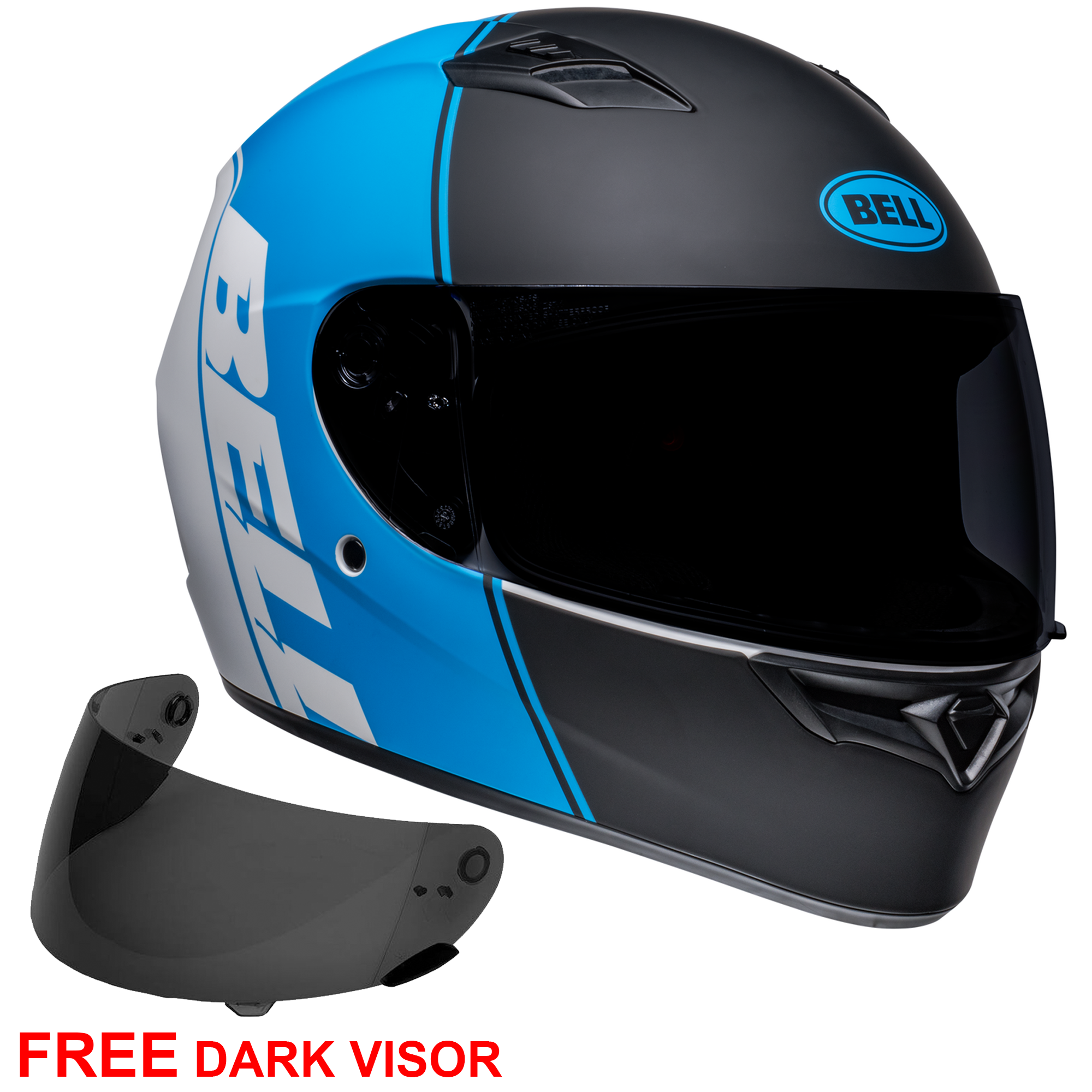 Bell Qualifier Ascent Cyan Motorcycle Helmet - Includes Dark Visor ...