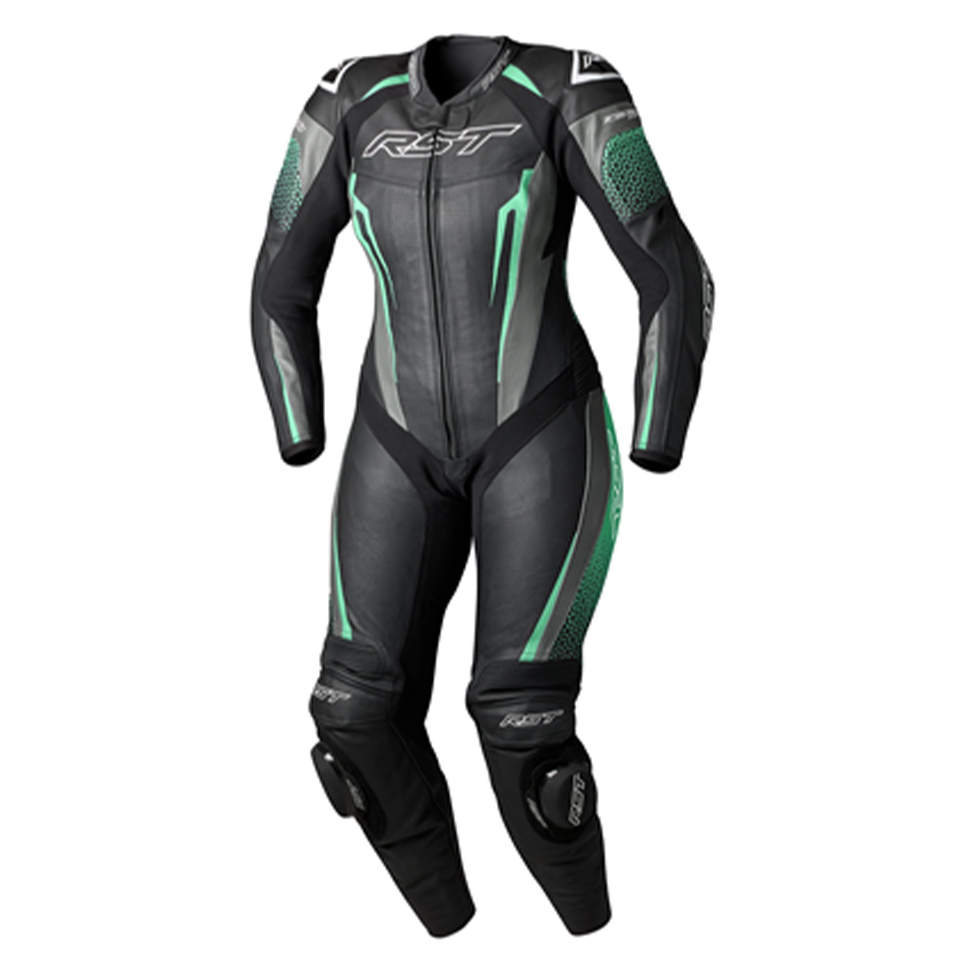 RST Tractech Evo 5 CE Ladies Motorcycle Leather Suit Black / Aqua ...