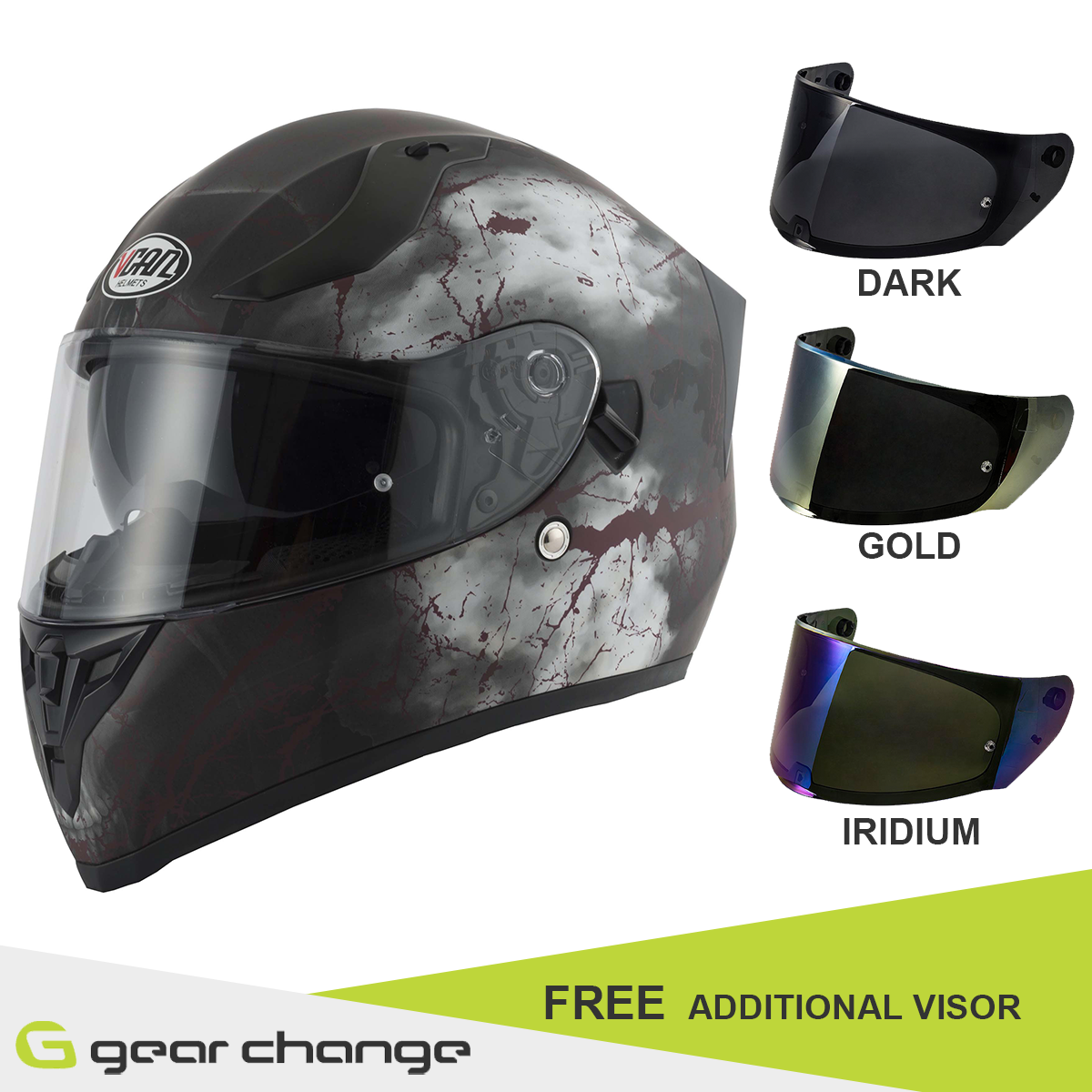 Vcan H128 - Rage - Free Additional Visor – Gear Change Online