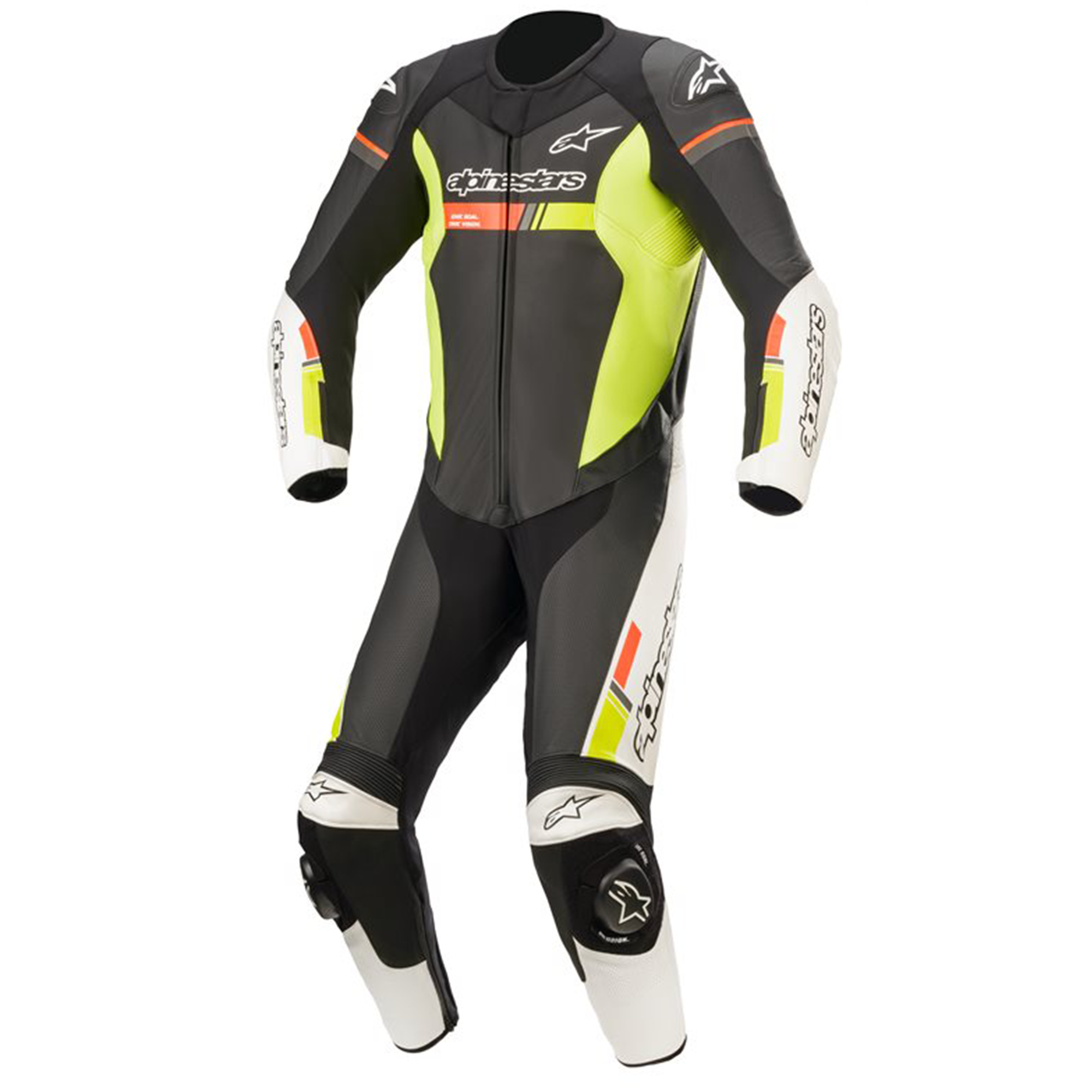 Alpinestars GP Force Chaser Motorcycle 1 Piece Suit - Blk/Whi/Red Fluo ...